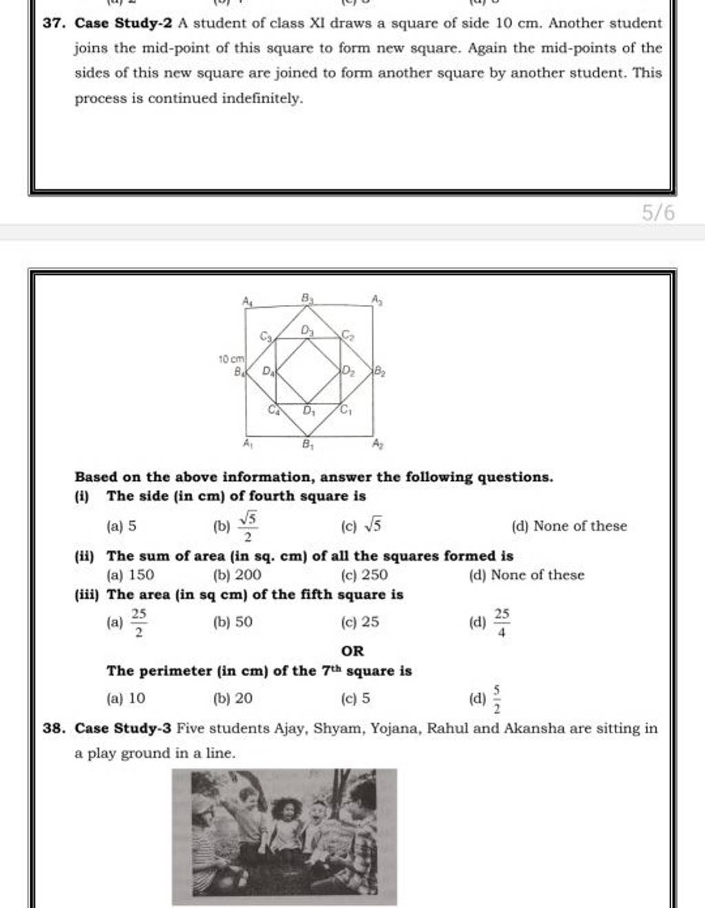 OR The perimeter (in cm ) of the 7th square is | Filo