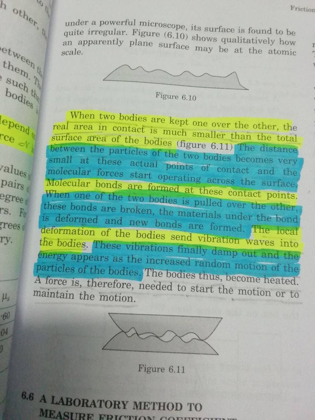 Friction under a powerful microscope, its surface is found to be quite ir..