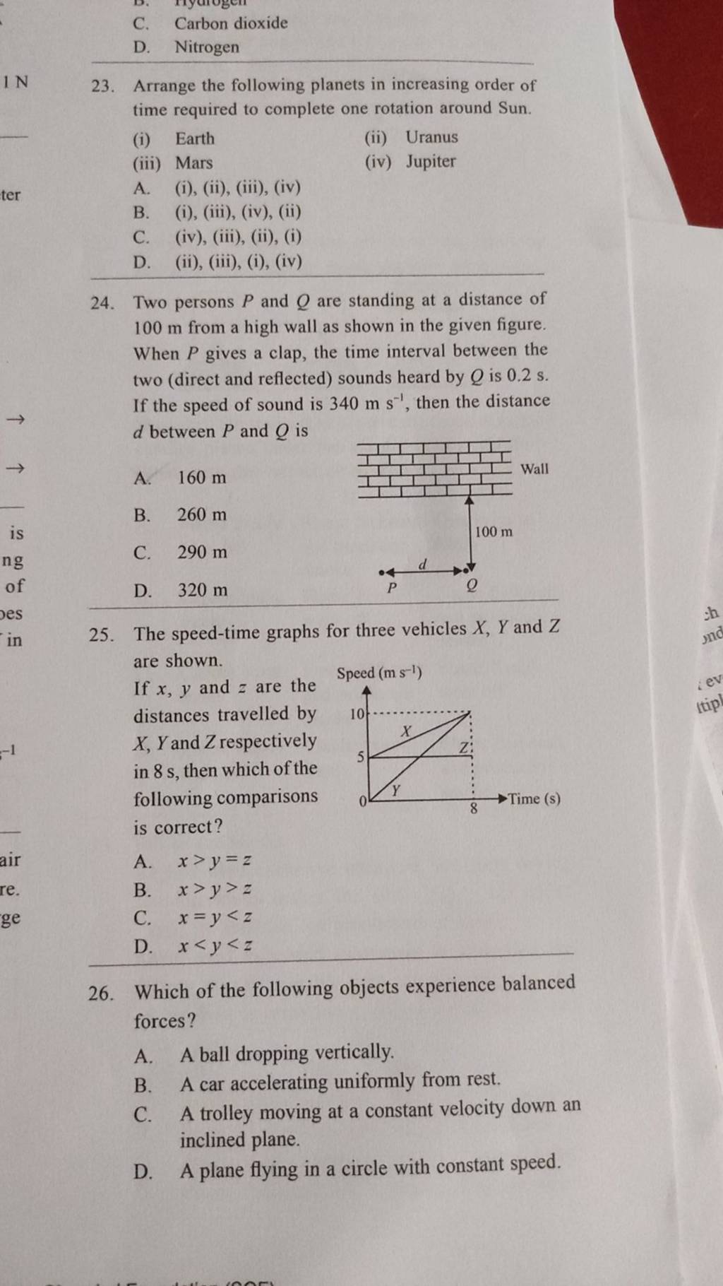 Arrange the following planets in increasing order of time required to com..