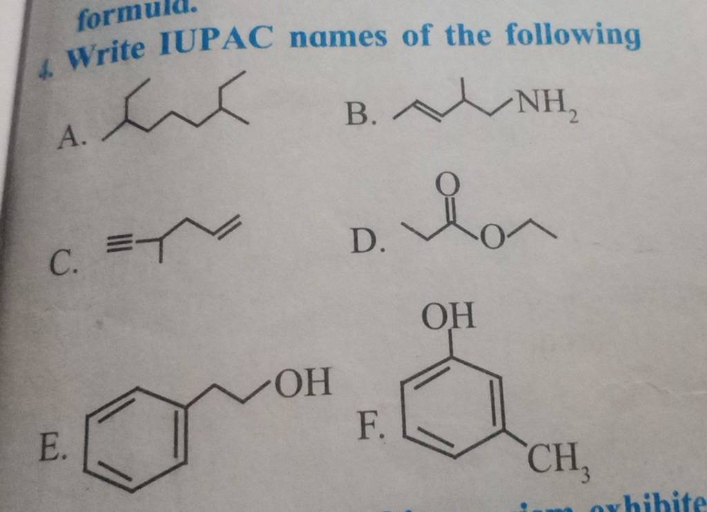 4. Write IUPAC names of the following | Filo