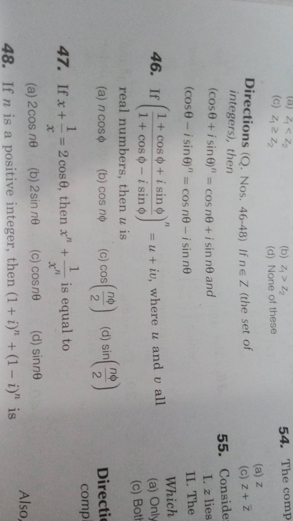 If x+x1 =2cosθ, then xn+xn1 is equal to | Filo