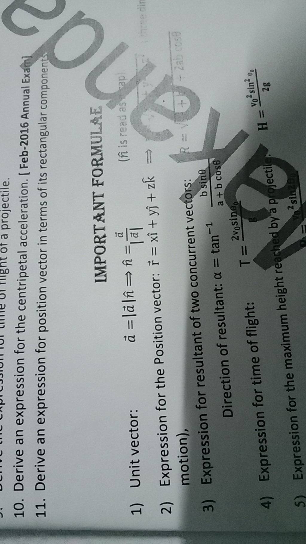 Derive an expression for the centripetal acceleration. [ Feb-2016 Annual