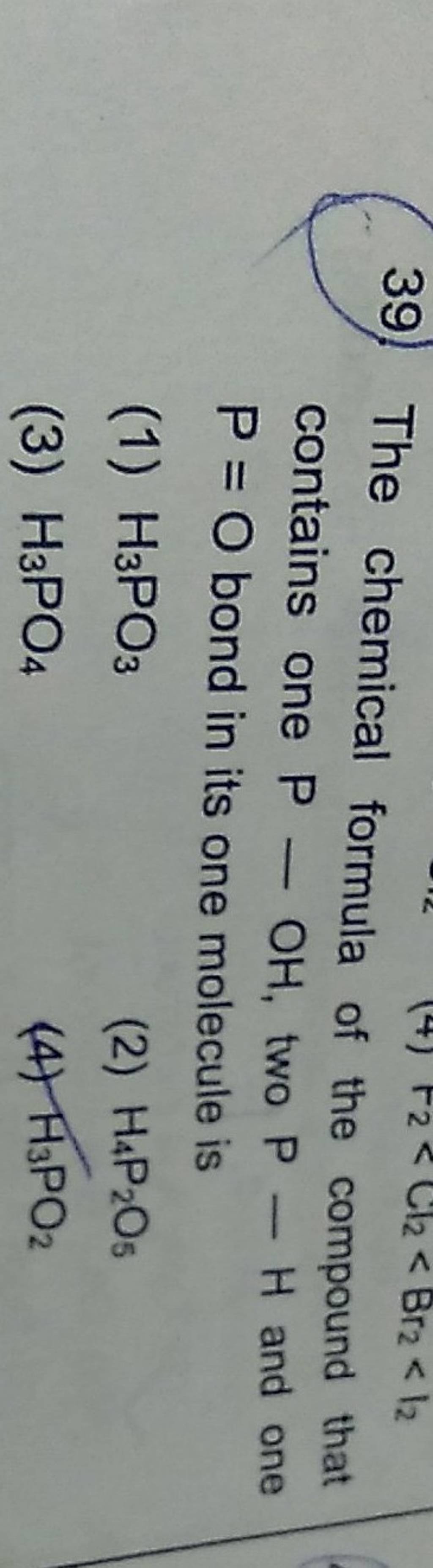 The chemical formula of the compound that contains one P−OH, two P−H and