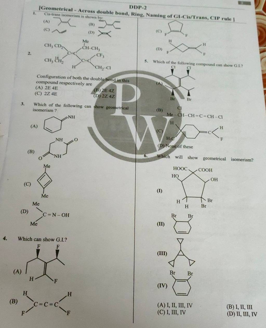 P-2 |Gicometrical - Across double bond, Ring. Naming of GI-Cis/Trans, CI..