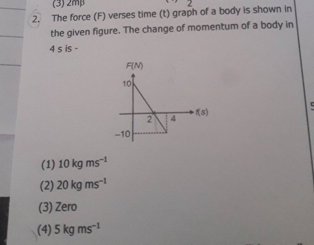 The force (F) verses time ( t ) graph of a body is shown in the given fig..