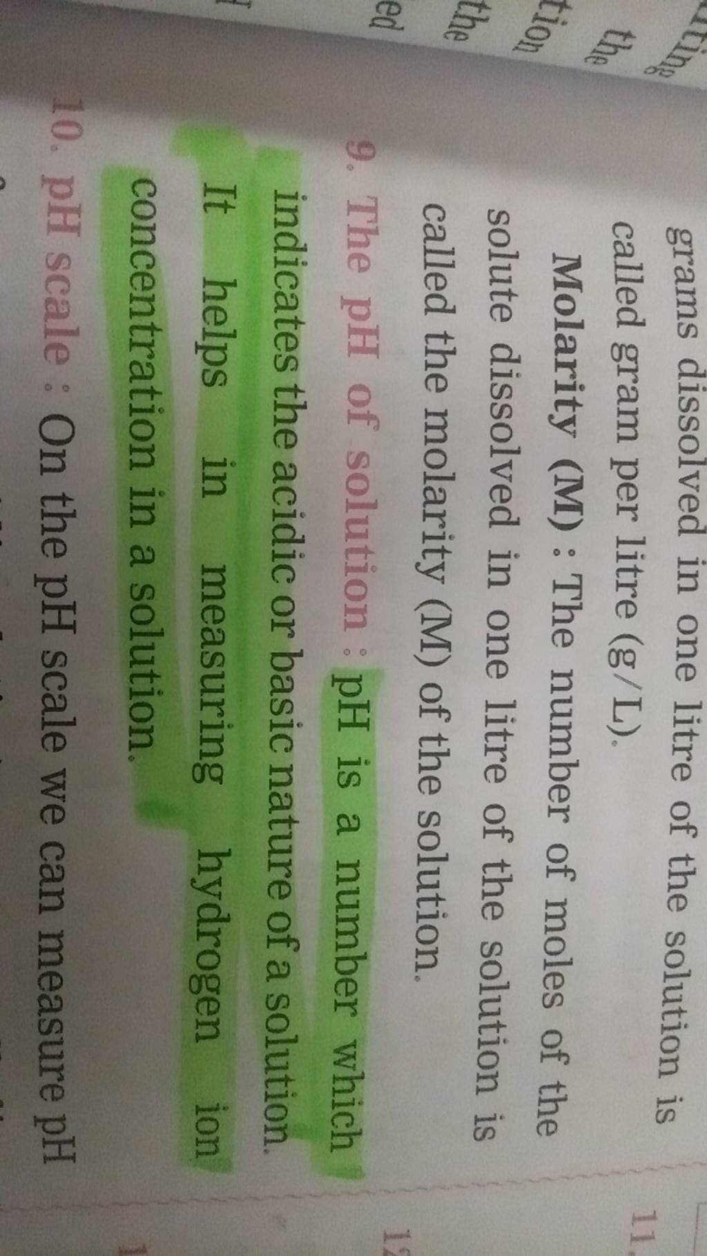 grams dissolved in one litre of the solution is called gram per litre (g/..