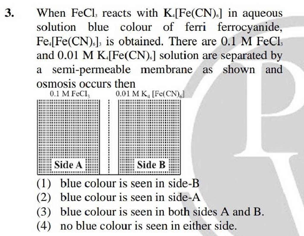 When FeCl3 reacts with K4 [Fe(CN)6 ] in aqueous solution blue colour of
