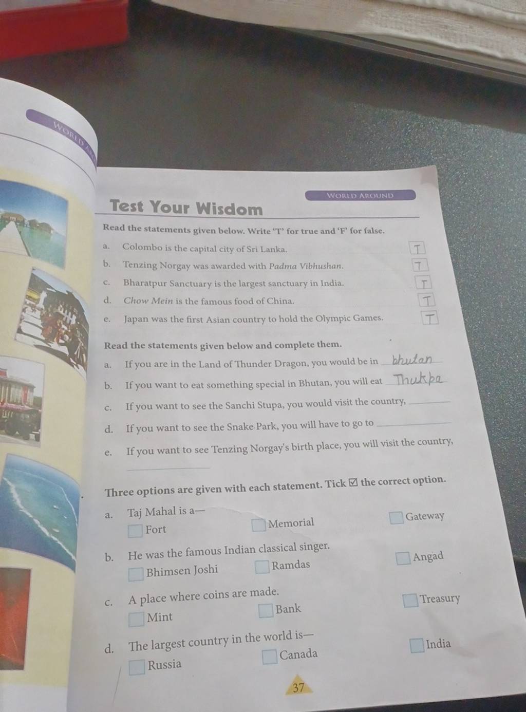 Three Options Are Given With Each Statement Tick The Correct Option