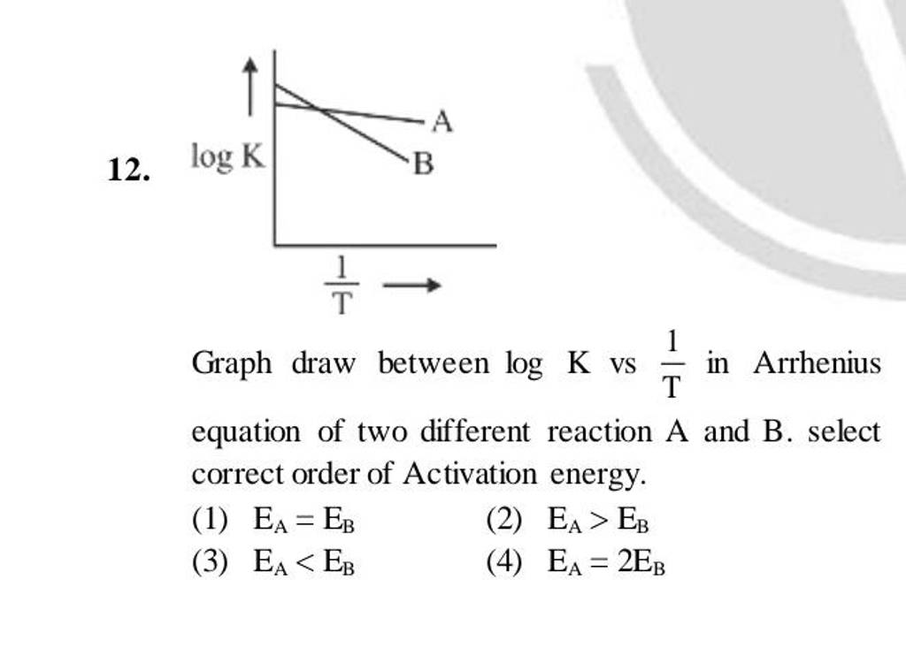 Graph Draw Between Log K Vs T1 In Arrhenius Equation Of Two Different R