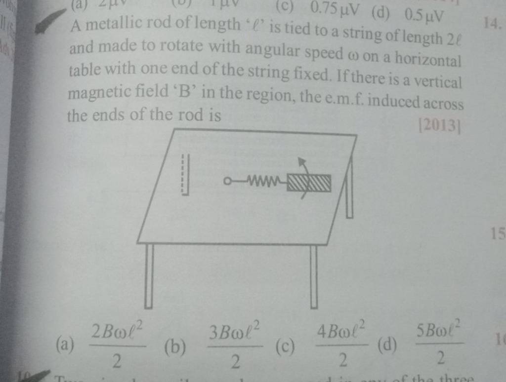A metallic rod of length ' ℓ ' is tied to a string of length 2ℓ and made