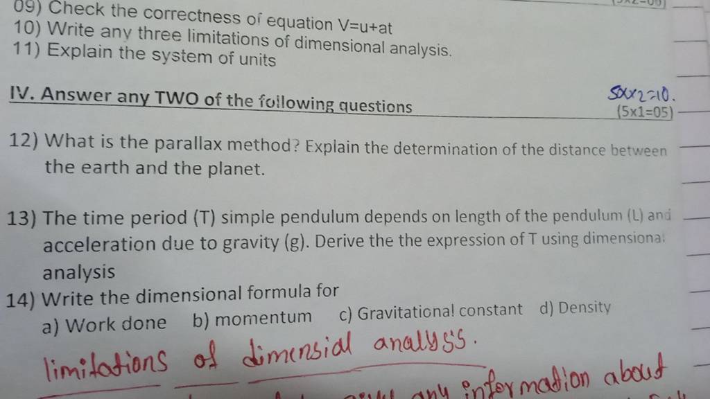 0y Check The Correctness Of Equation V U At 10 Write Any Three Limitati