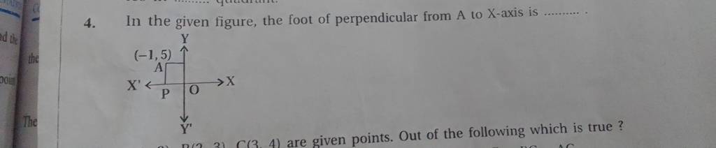 4. In the given figure, the foot of perpendicular from A to X-axis is 4)