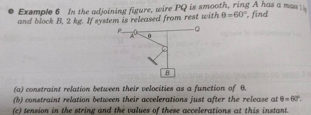 - Example 6 In the adjoining figure, wire PQ is smooth, ring A has a mass.. - Example 6 In the adjoining figure, wire PQ is smooth, ring A has a mass..