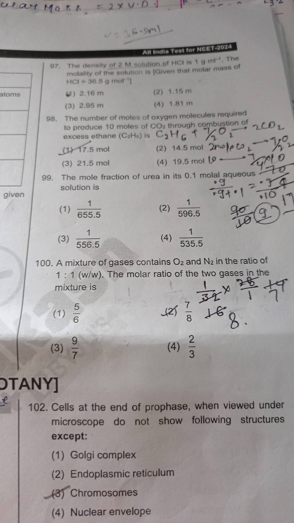 The mole fraction of urea in its 0.1 molal aqueous solution is (1) 655.5..