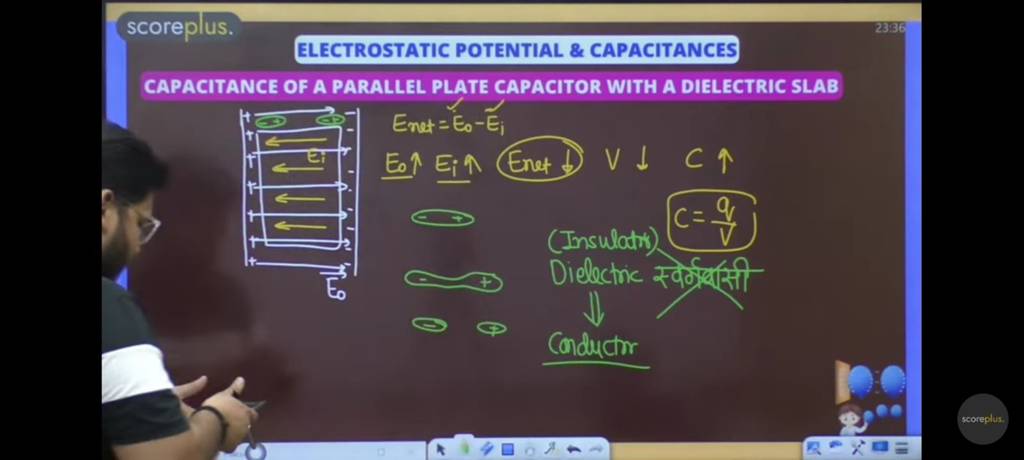 ELECTROSTATIC POTENTIAL \& CAPACITANCES CAPACITANCE OF A PARALLEL PLATE C..