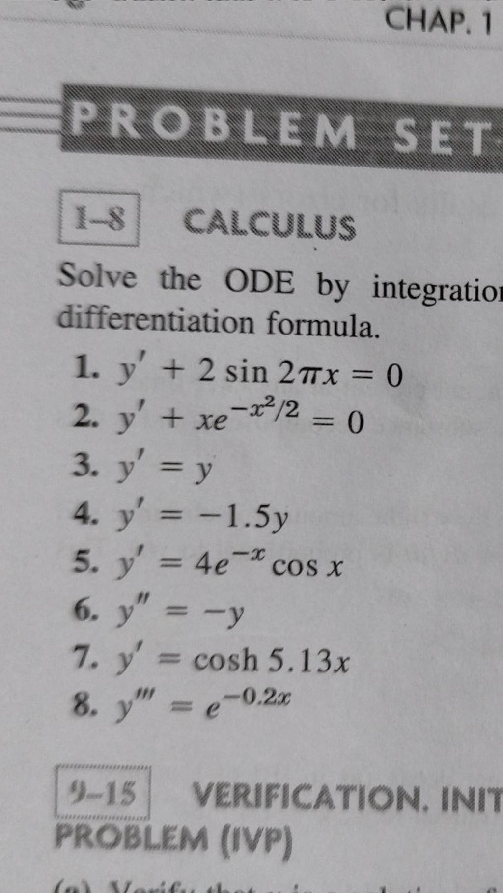 1 1-8 CALEULUS Solve the ODE by integratio differentiation formula. | Filo