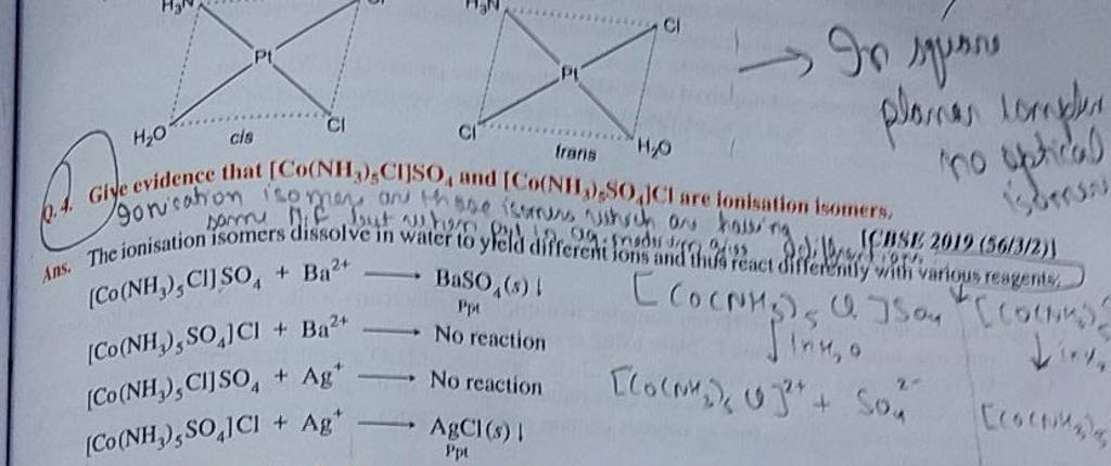 2.4. Giye evidence that [Co(NH3 )5 Cl5 SO4 and [Co(NH3 )5 SOO4 ]Cl are t..