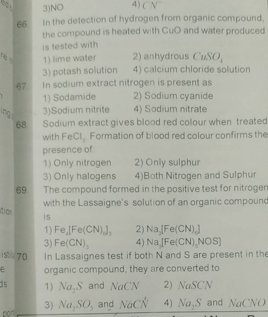 Sodium extract gives blood red colour when treated with FeCl3 . Formation..