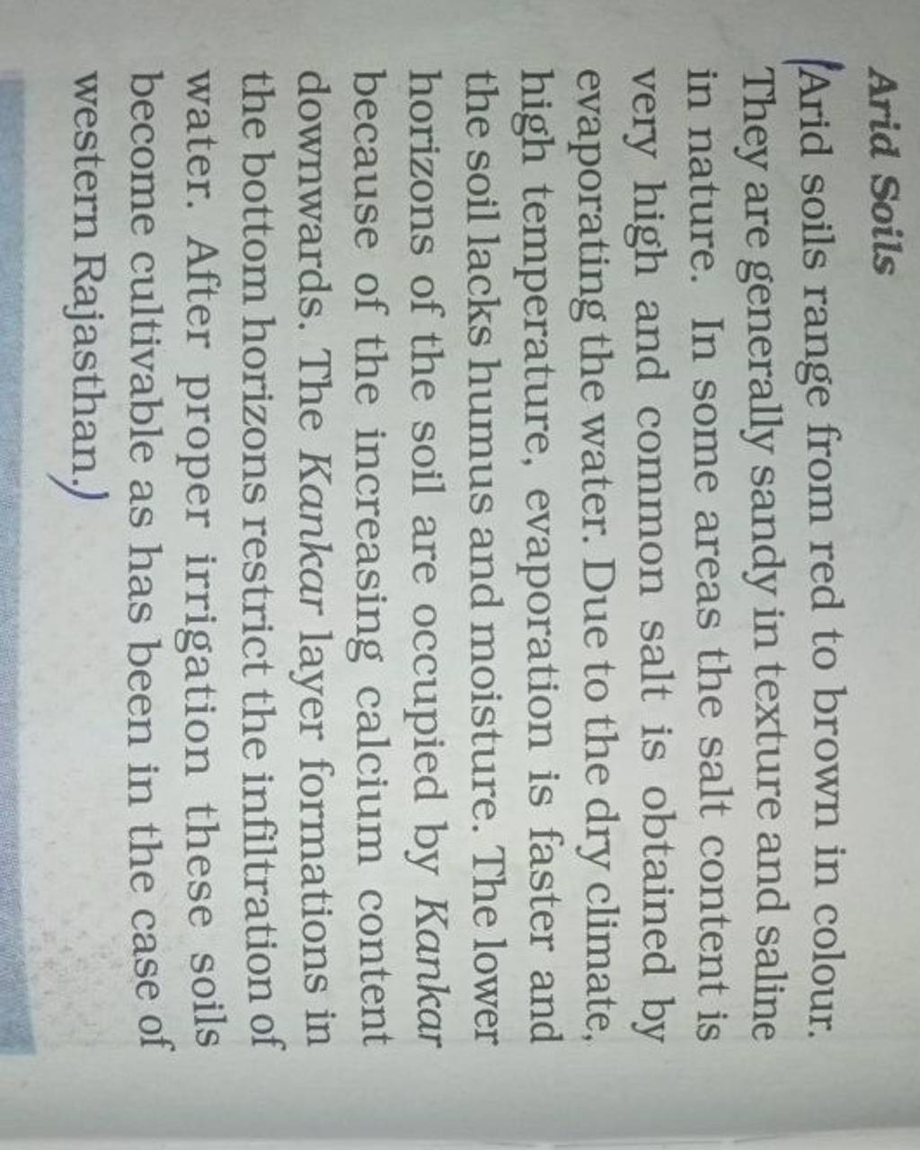 Arid Soils Arid soils range from red to brown in colour. They are general..