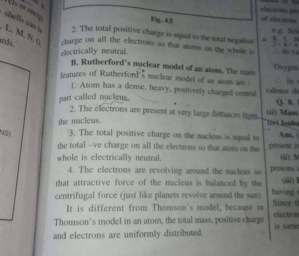 Rutherford's nuclear model of an atem. The main features of Rutherford's