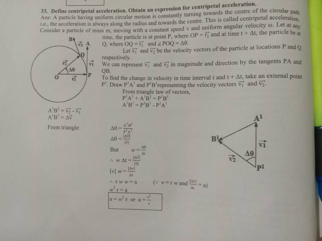 33 Define Centripetal Acceleration Obtain An Expression For Centripetal 33 Define Centripetal Acceleration Obtain An Expression For Centripetal