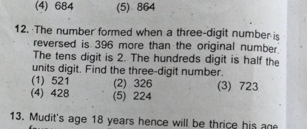 The number formed when a three-digit number. is reversed is 396 more than..