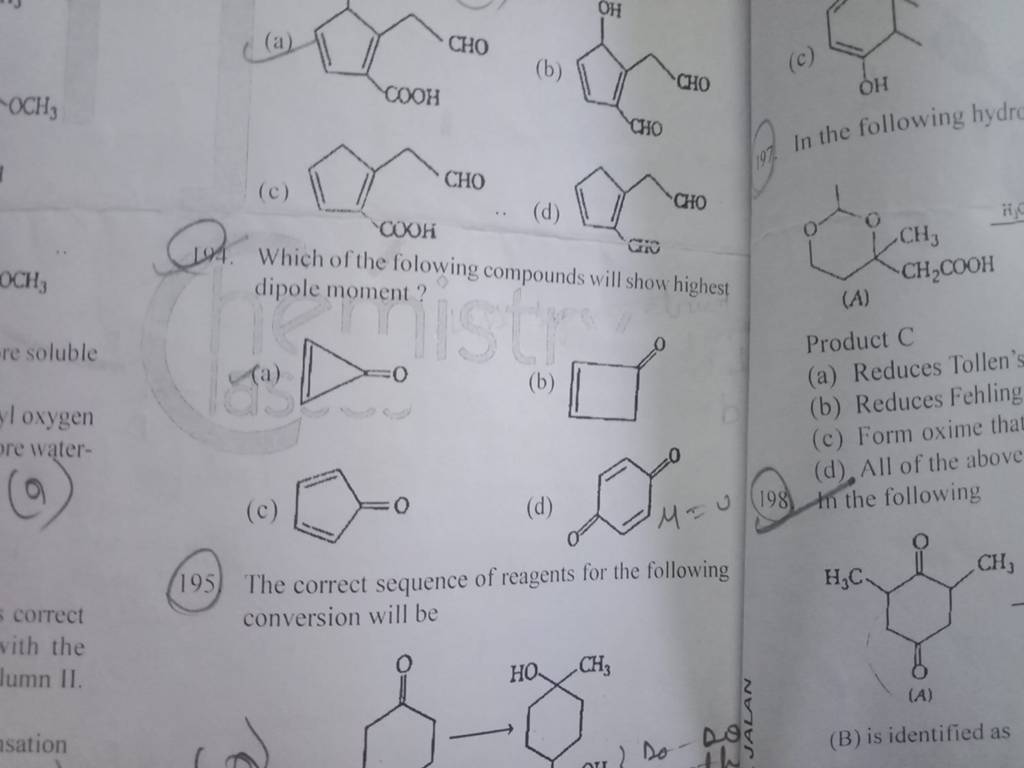 The correct sequence of reagents for the following conversion will be vit.. The correct sequence of reagents for the following conversion will be vit..
