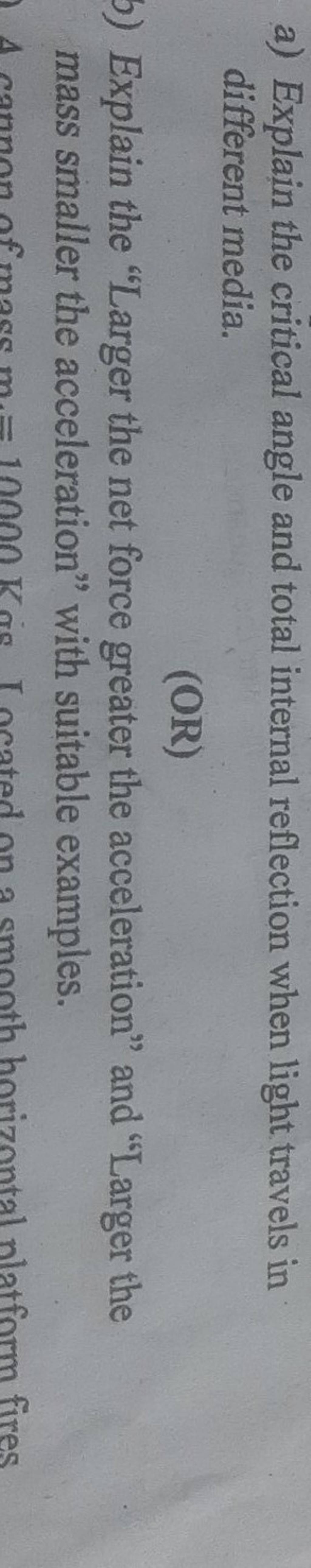 A Explain The Critical Angle And Total Internal Reflection When Light Tr