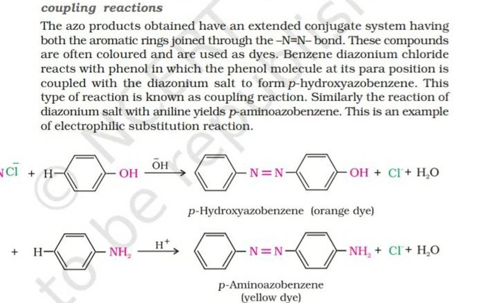 coupling reactions The azo products obtained have an extended conjugate s..