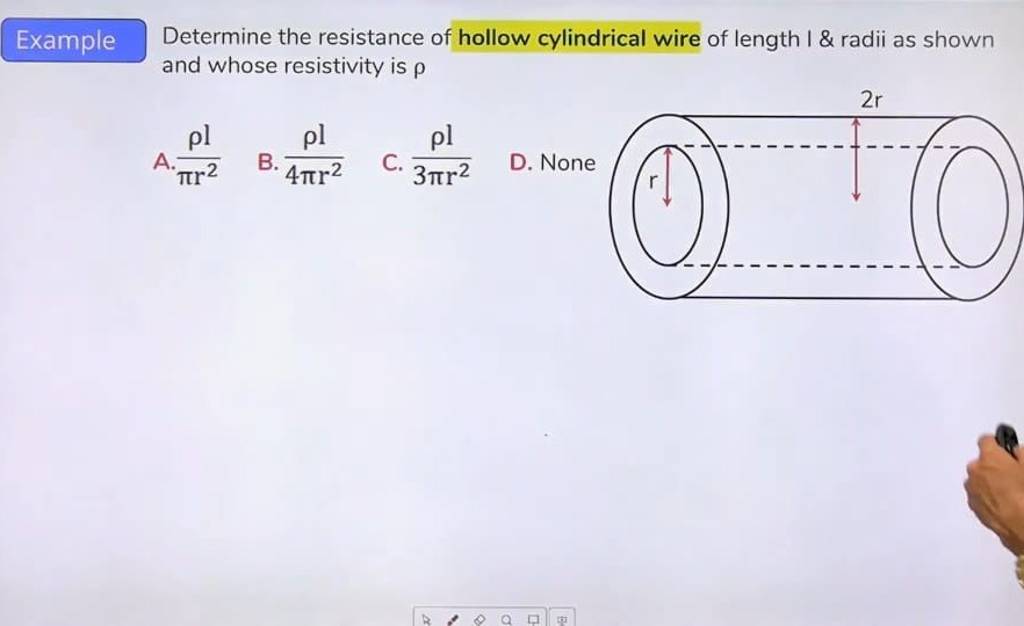 Example Determine the resistance of hollow cylindrical wire of length I