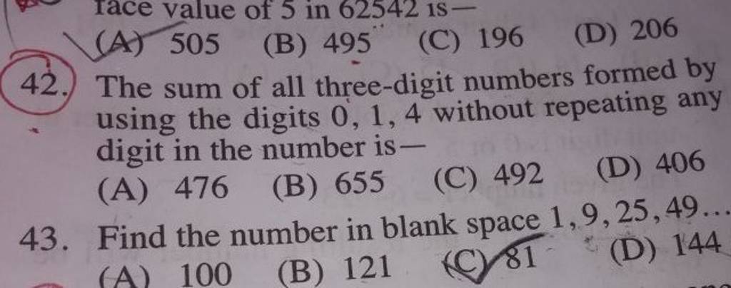 The Sum Of All Three Digit Numbers Formed By Using The Digits 014 Witho