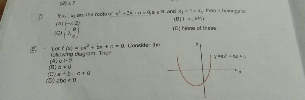 Let f(x)=ax2+bx+c=0. Consider the following diagram. Then | Filo