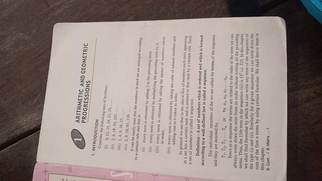 1 Arithmetic And Geometric Progressions 1 Introduction Consider The Foll