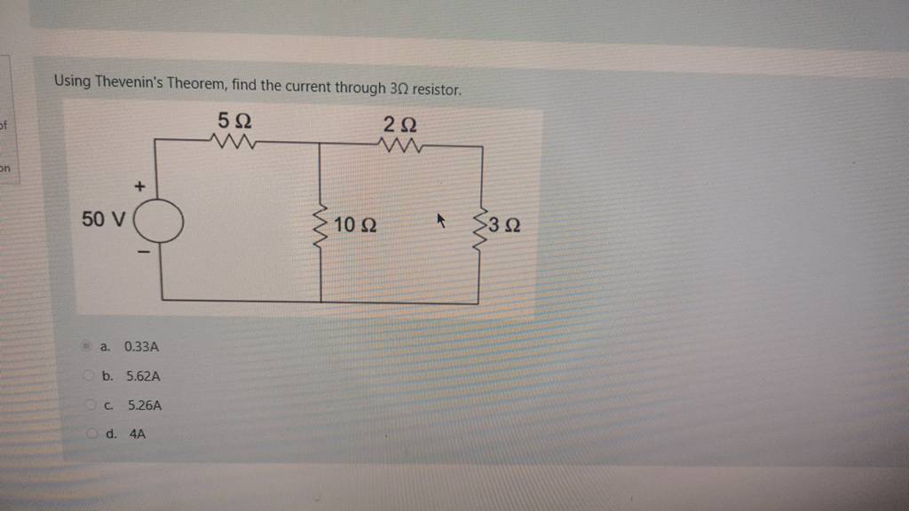 Using Thevenins Theorem Find The Current Through 3Ω Resistor Filo
