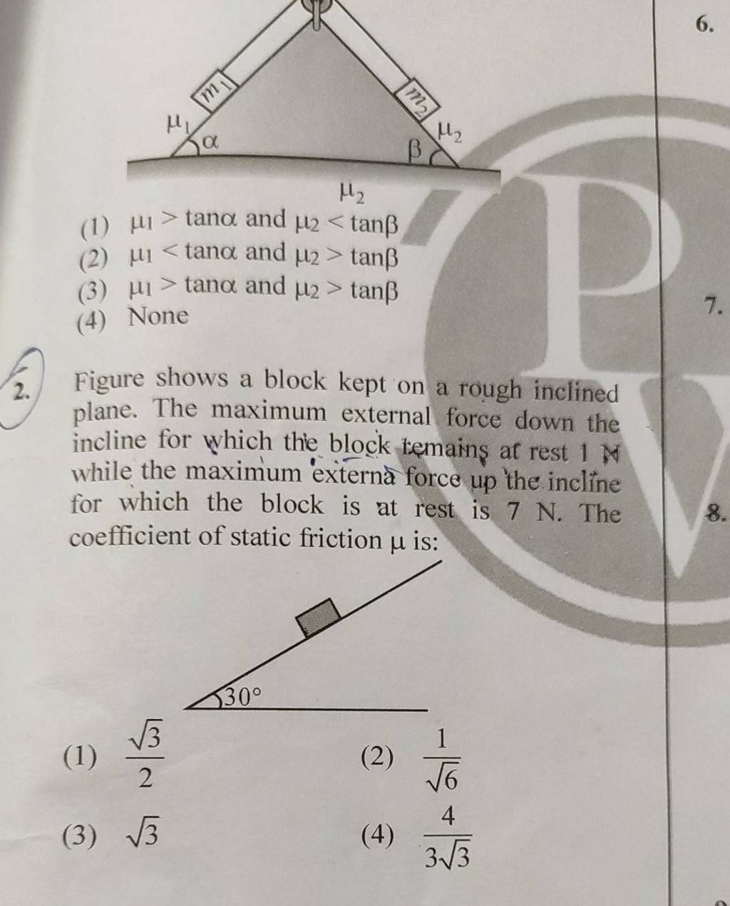 Figure shows a block kept on a rough inclined plane. The maximum external..