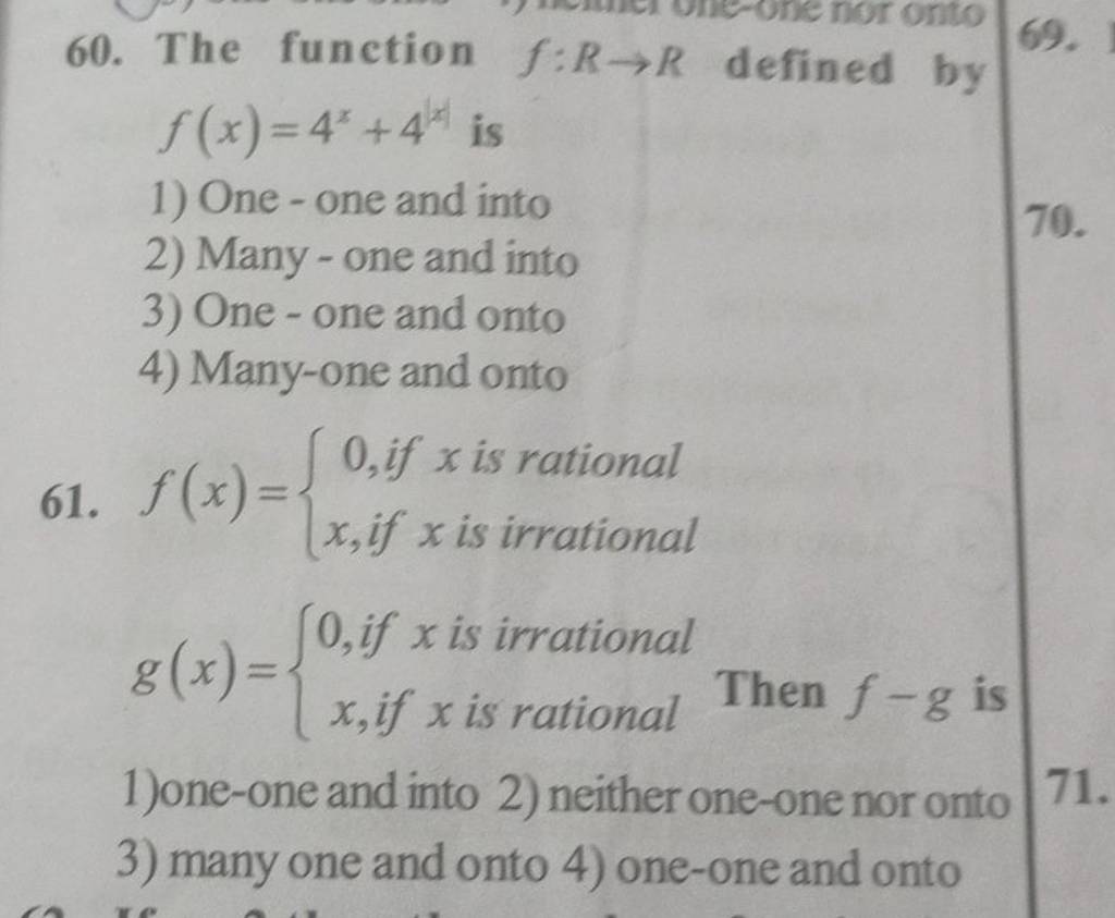 The function f:R→R defined by f(x)=4x+4∣x∣ is | Filo
