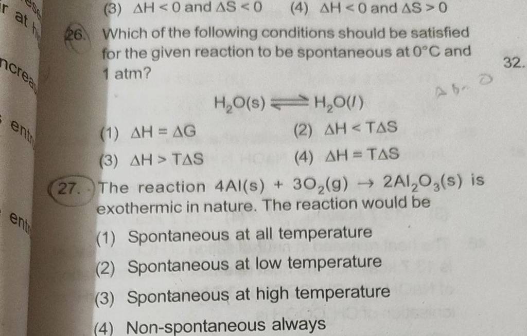 27 The Reaction 4al S 3o2 G →2al2 O3 S Is Exothermic In Nature T