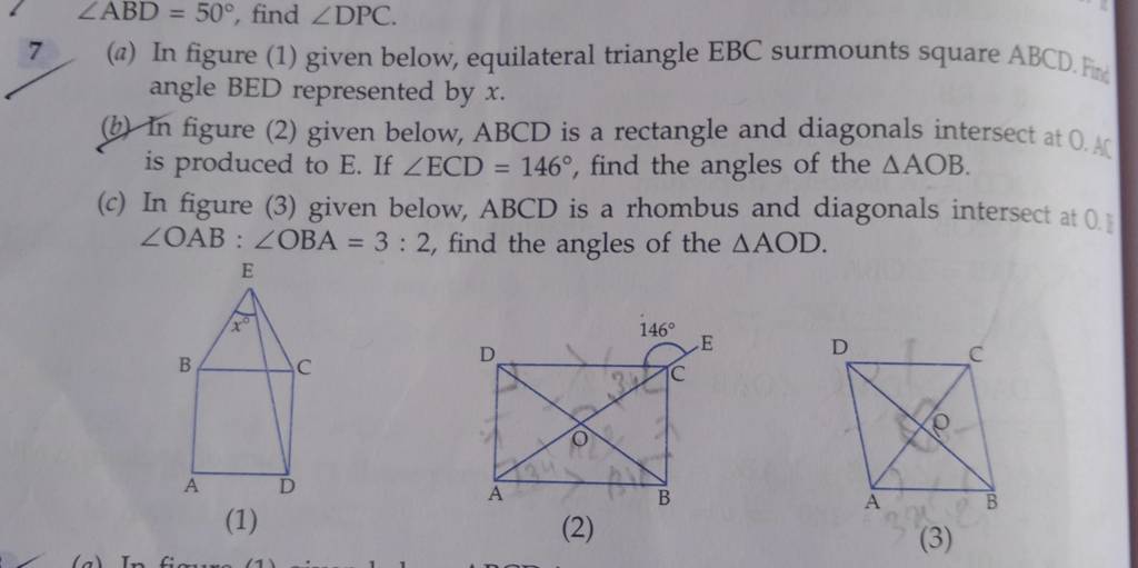 7 A In Figure 1 Given Below Equilateral Triangle Ebc Surmounts Squar