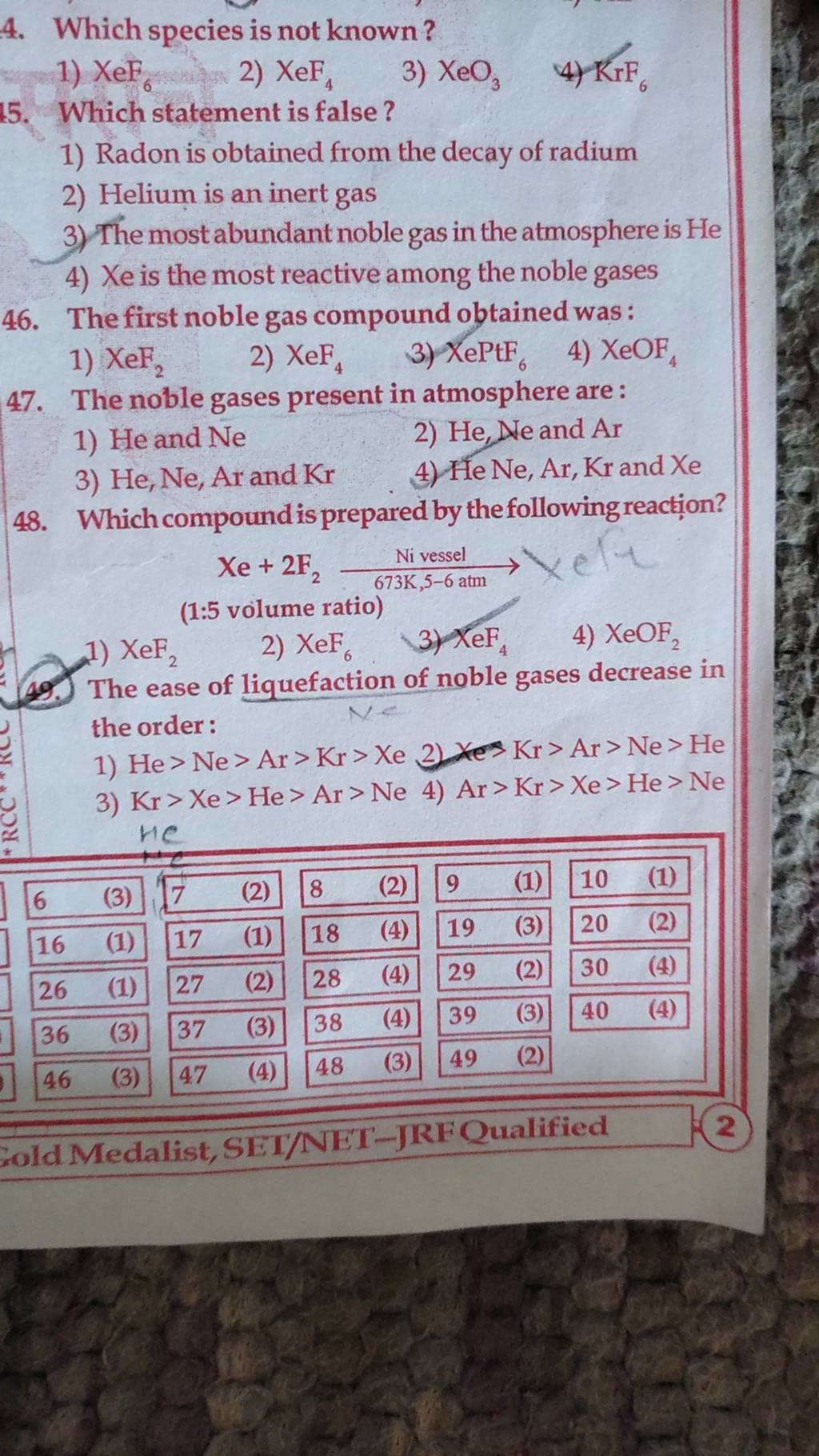 The first noble gas compound obtained was : | Filo