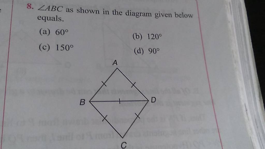 ∠ABC as shown in the diagram given below equals. | Filo