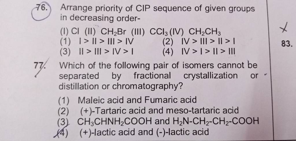 Arrange Priority Of Cip Sequence Of Given Groups In Decreasing Order I