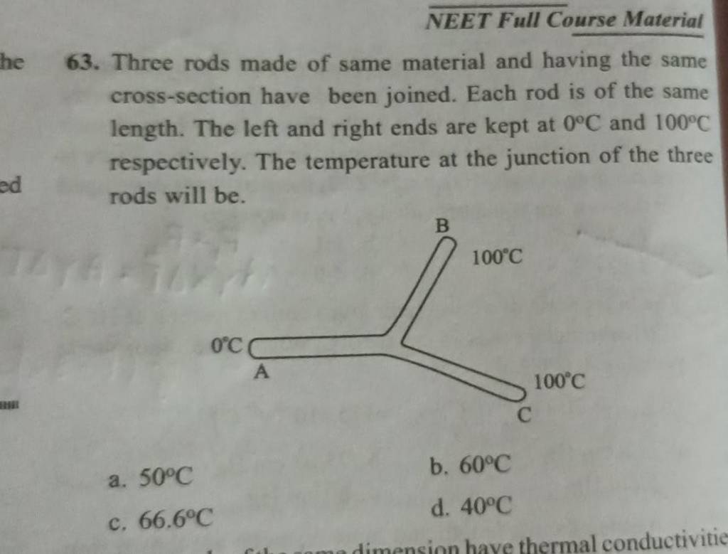 NEET Full Course Material 63. Three rods made of same material and having..