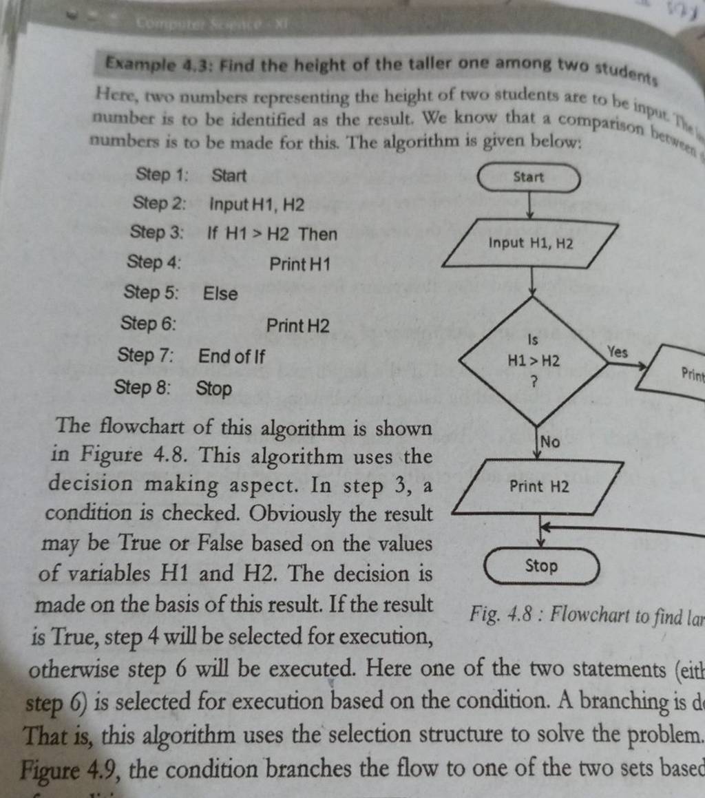 Example 4.3: Find the height of the taller one among two students Here, t..