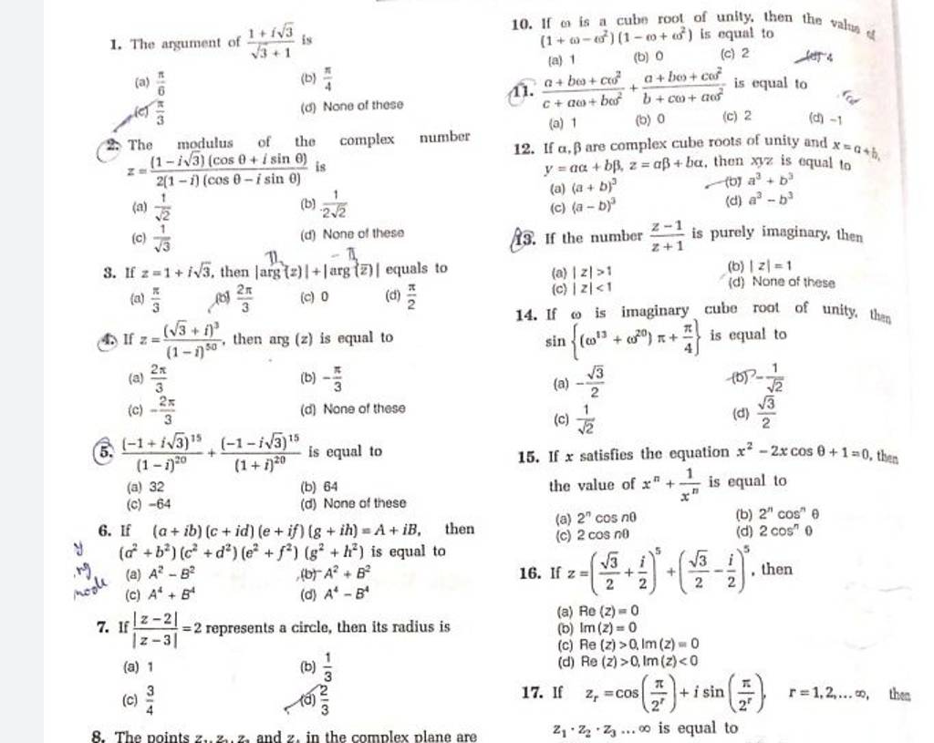 If αβ Are Complex Cube Roots Of Unity And Xab 2 The Modulus Of The C