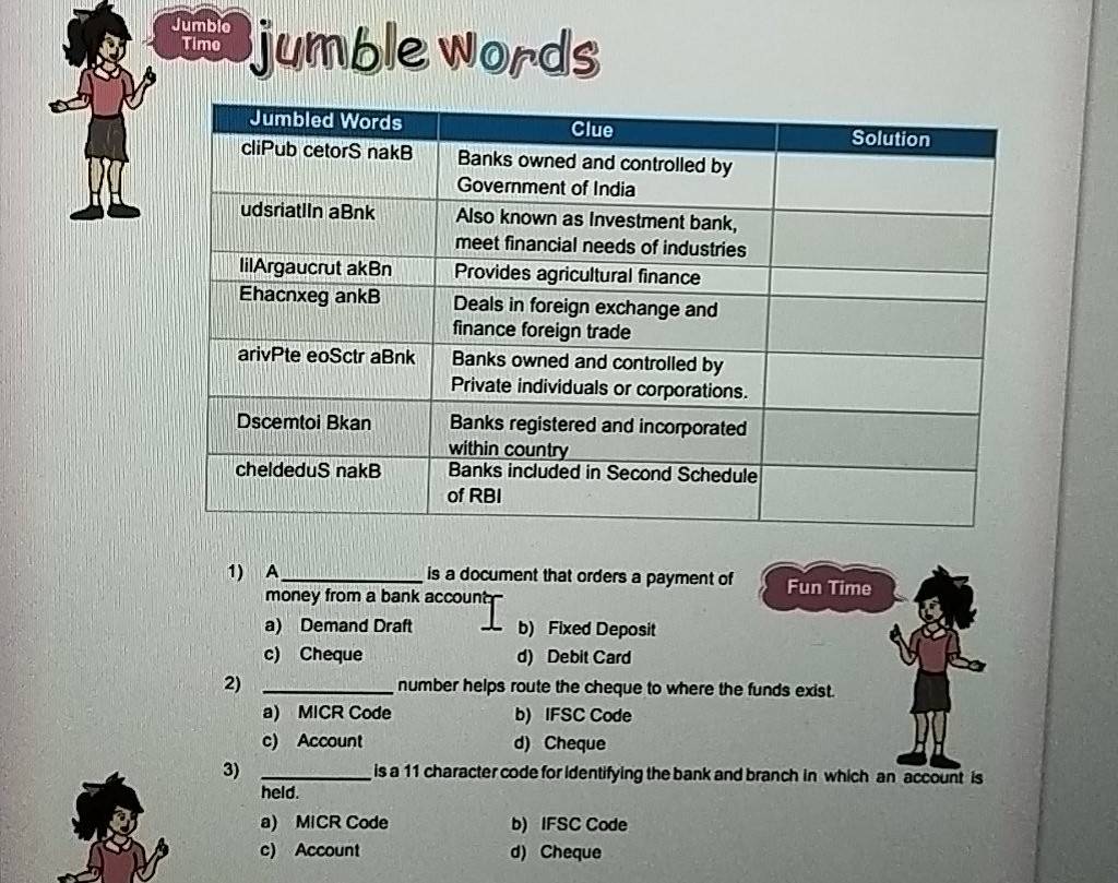 a) MICR Code number helps route the cheque to where the funds exist...