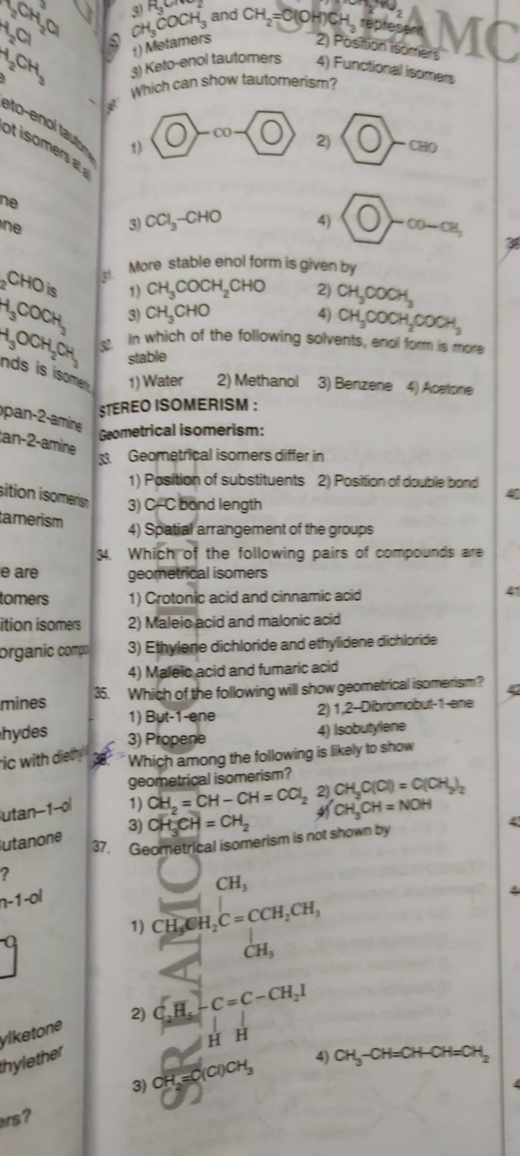 More stable enol form is given by | Filo