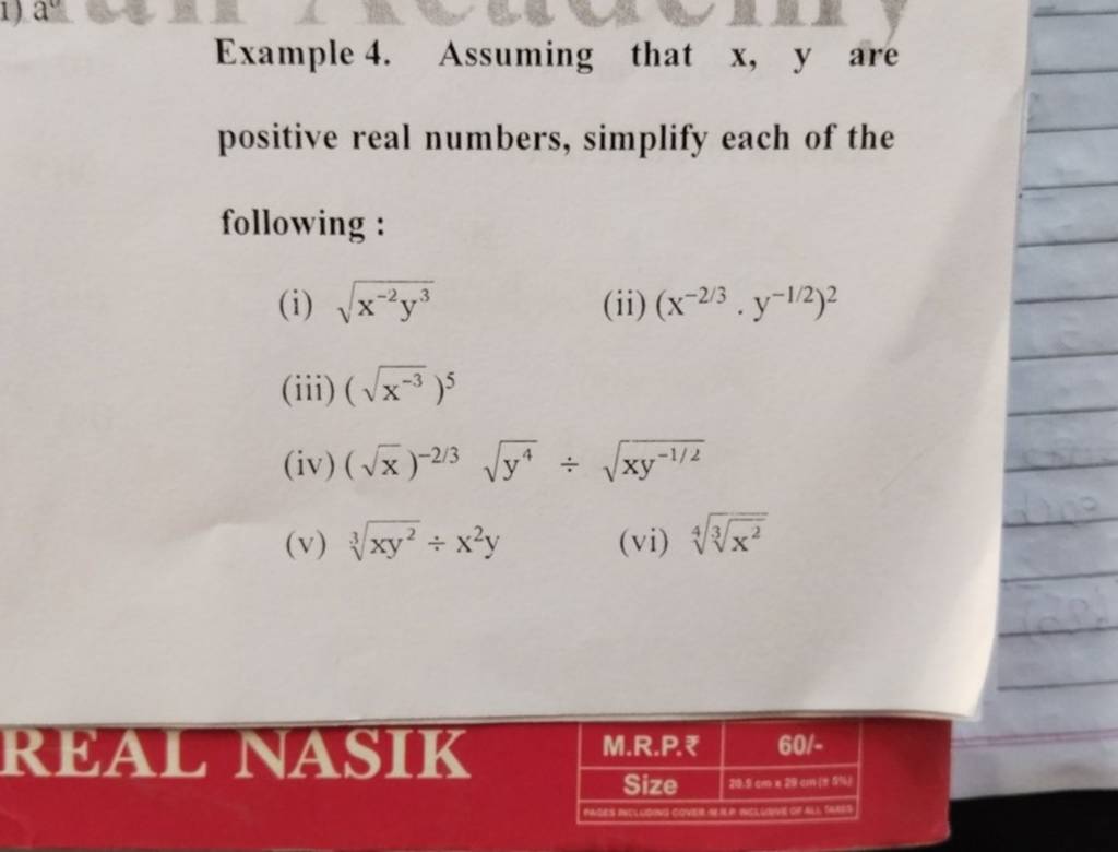 Example 4. Assuming That X,y Are Positive Real Numbers, Simplify Each Of