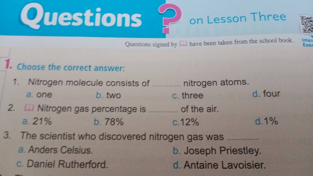 The scientist who discovered nitrogen gas was | Filo