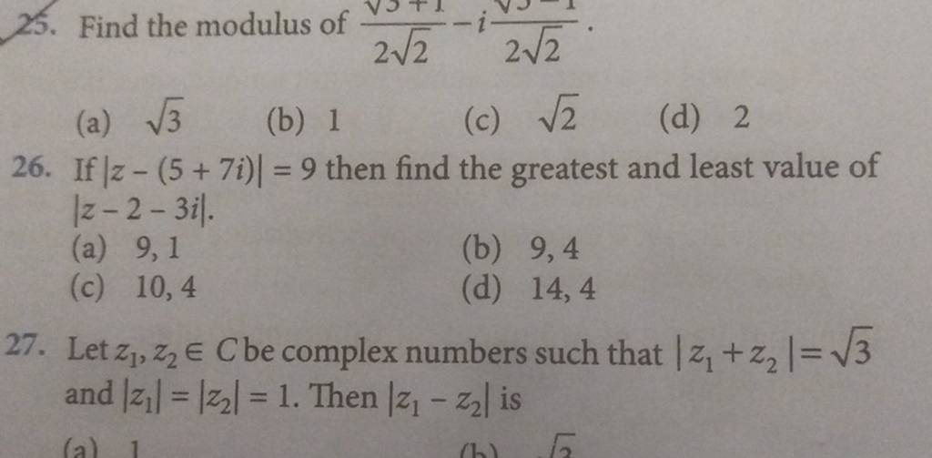 if-z-5-7i-9-then-find-the-greatest-and-least-value-of-z-2-3i-filo