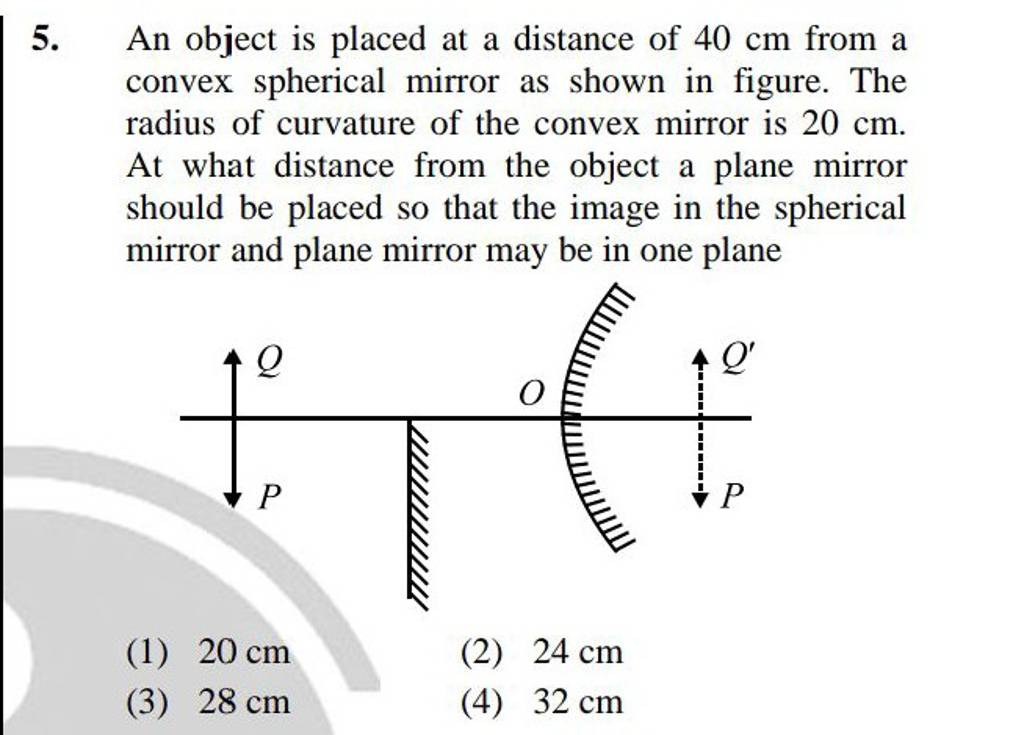 An object is placed at a distance of 40 cm from a convex spherical mirror..